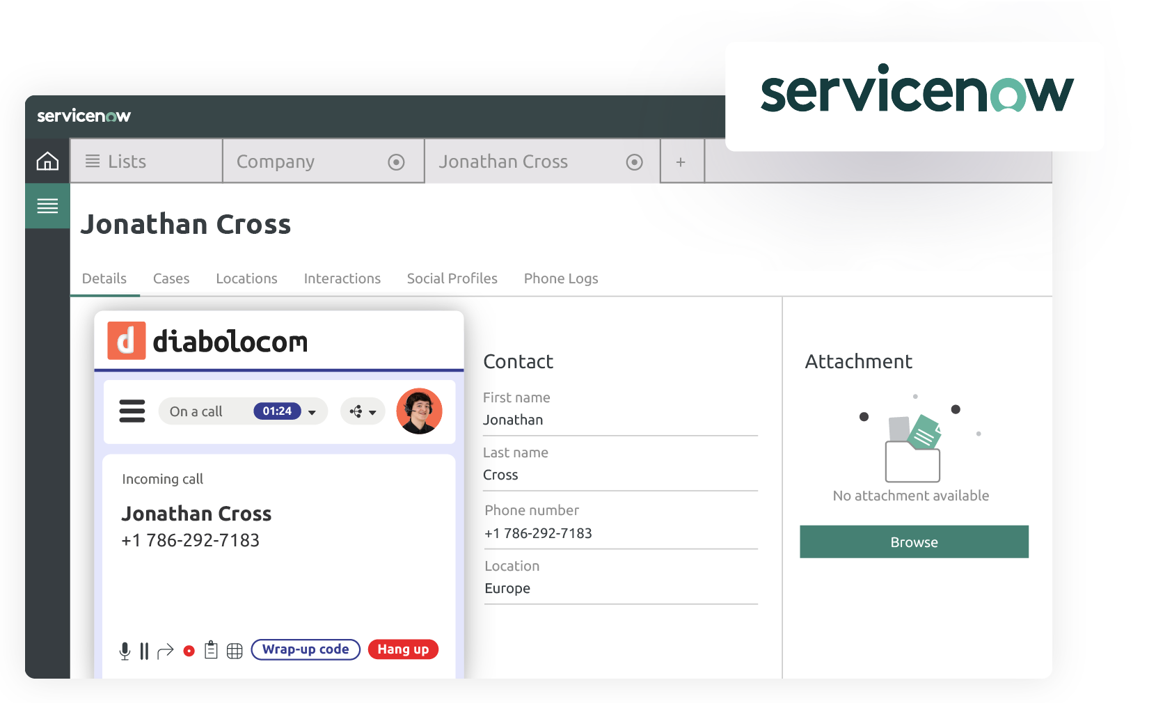 ServiceNow-Integration | Leichtere und Schnellere | Diabolocom